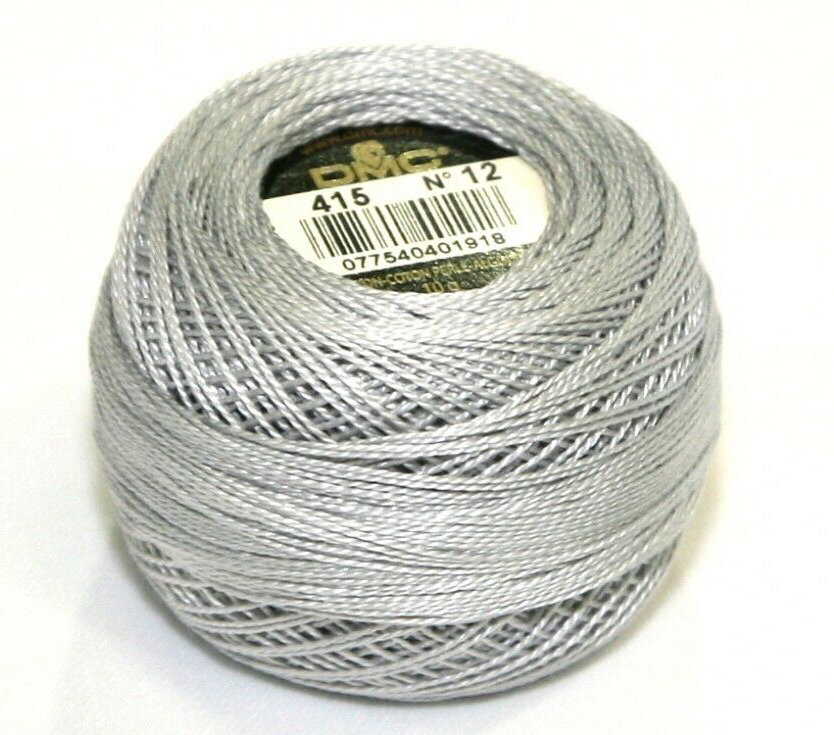 Нитки для вышивания DMC Pearl Cotton (№ 12, 10 гр. / 120 м. цвет: 415 - Жемчужно-Серый)