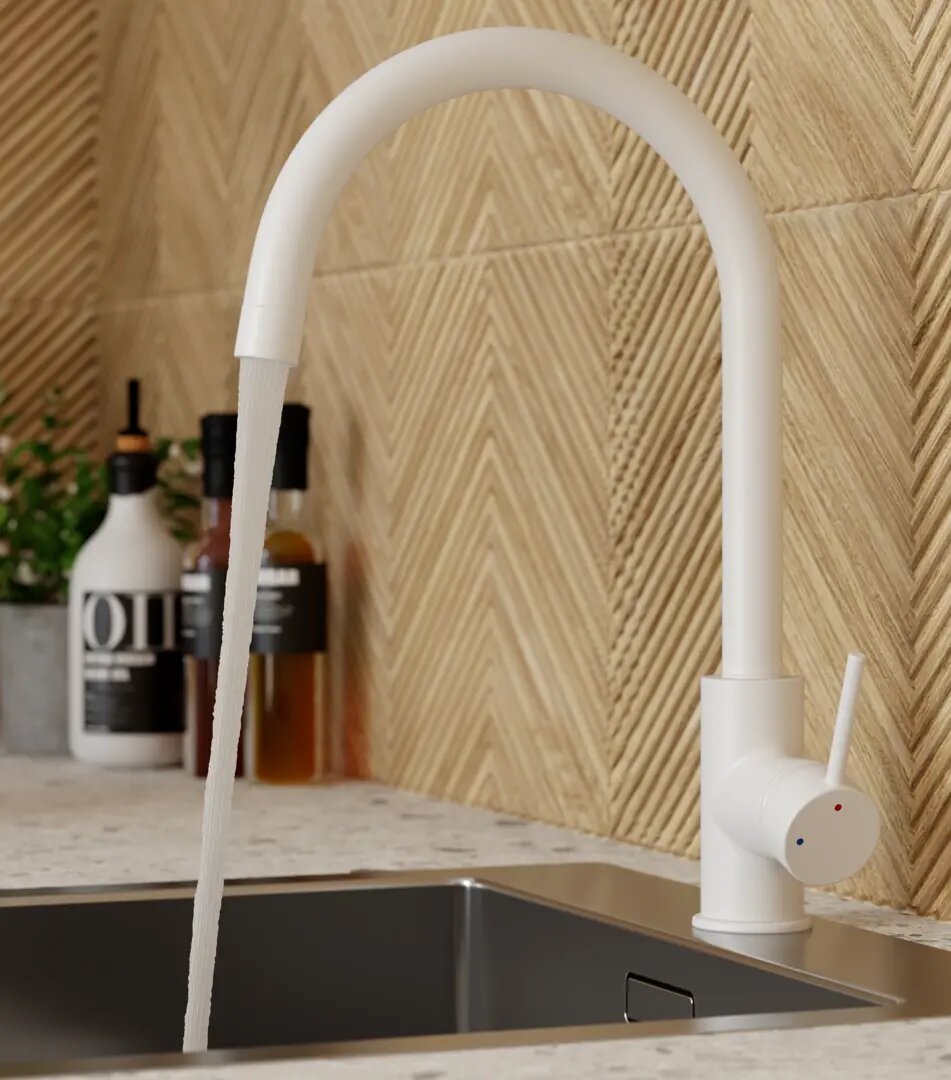 Смеситель кухонный Delinia Loa высота 25 см цвет белый