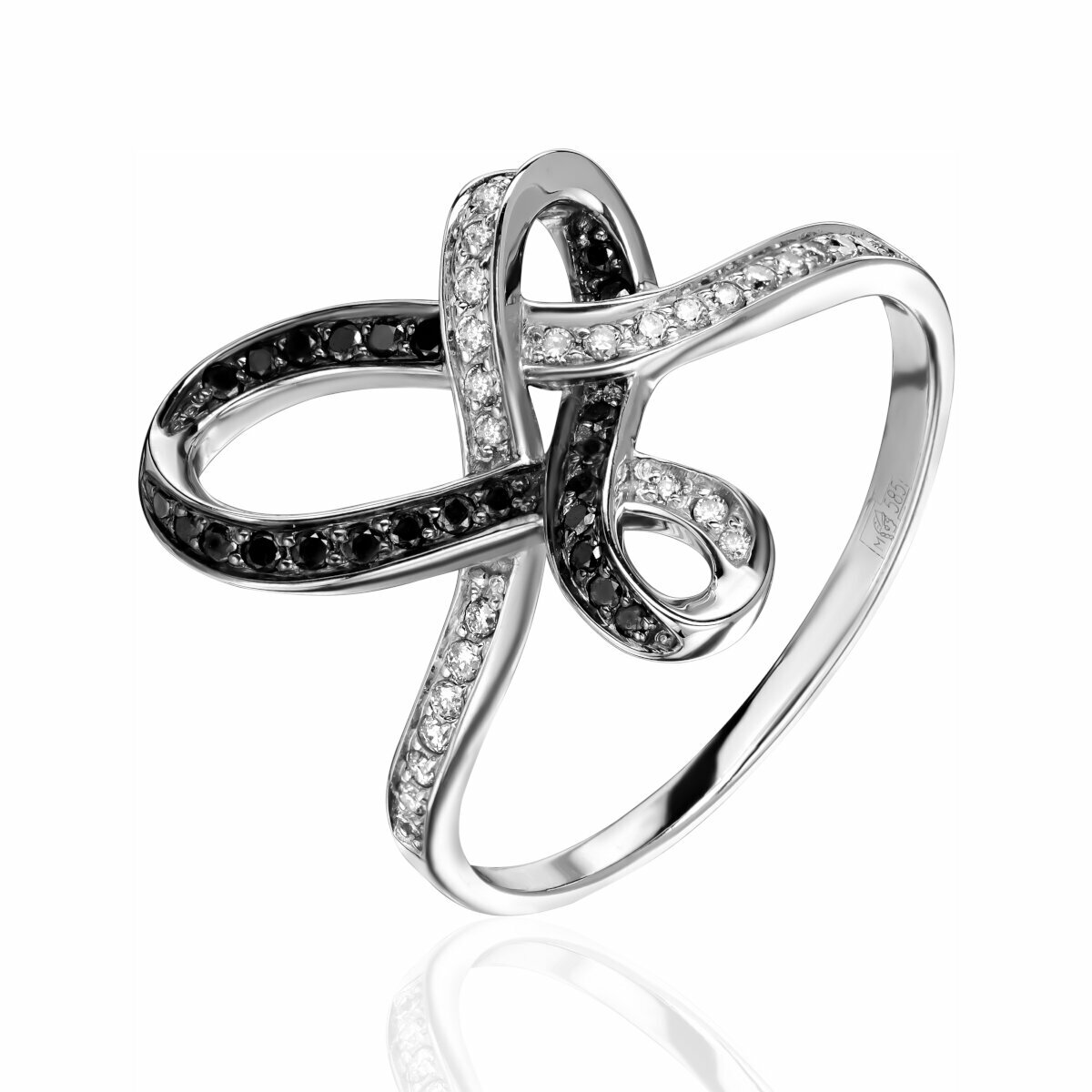 Кольцо, белое золото, 585 проба, родирование, бриллиант