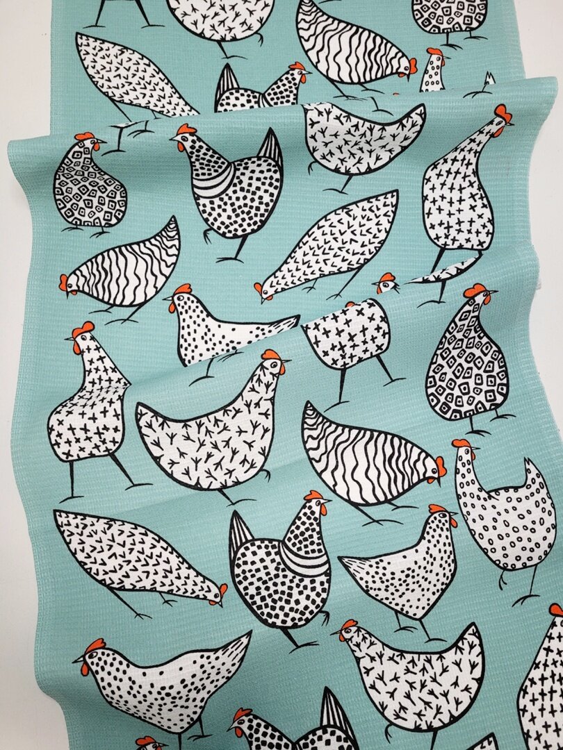 Ткань Вафельное полотно "Курицы" 50*200см