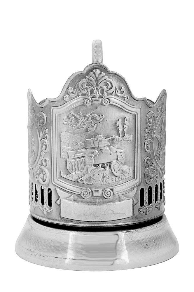 Подстаканник подарочный никелированный Танк