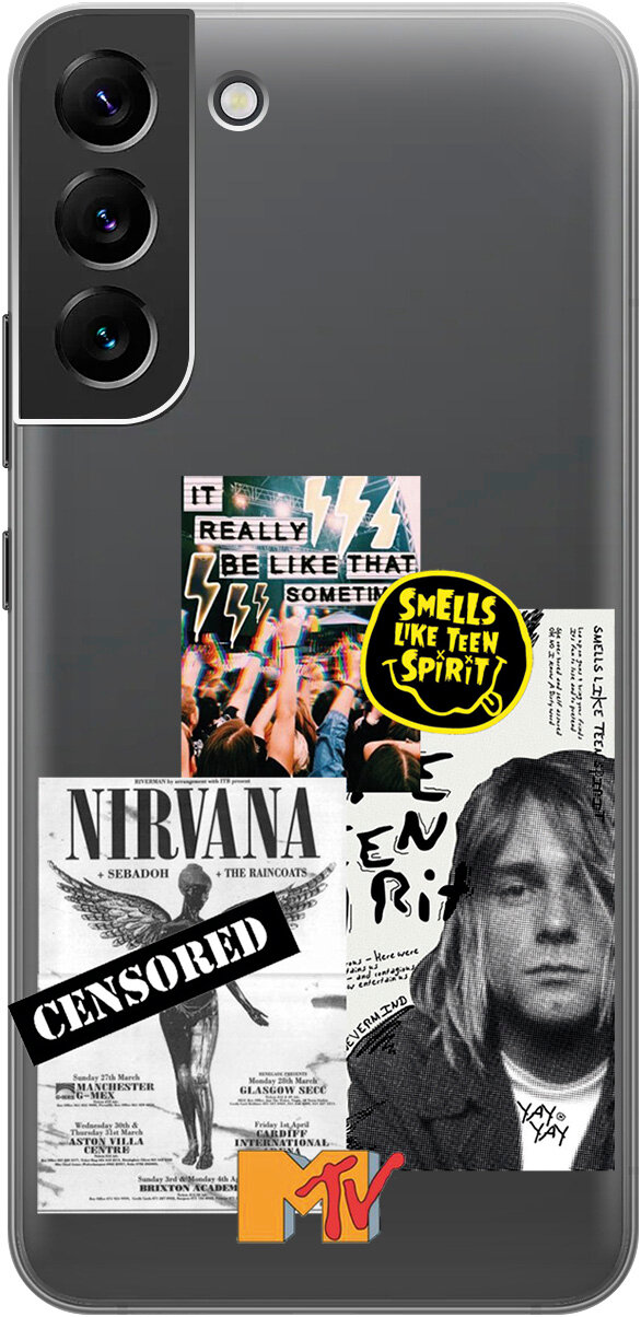 Силиконовый чехол на Samsung Galaxy S22+, Самсунг С22 Плюс с 3D принтом "Nirvana" прозрачный