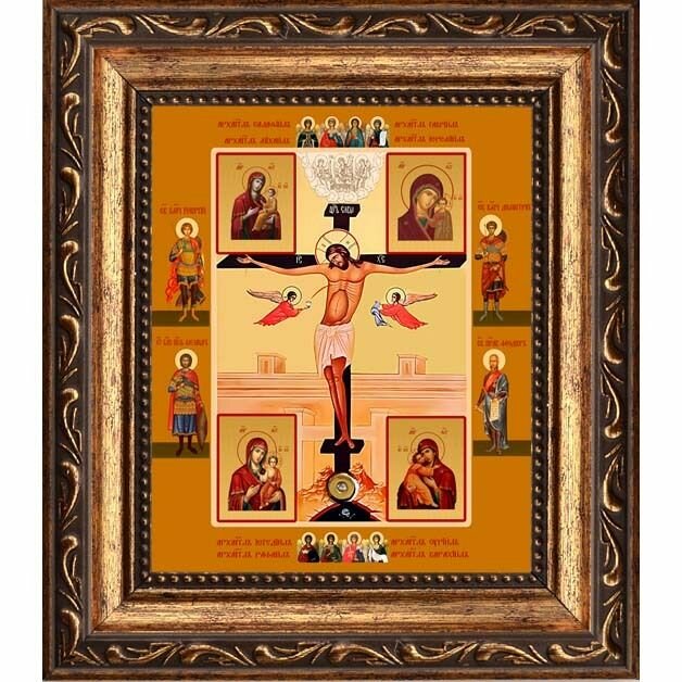 Победительная икона с мощевиком (10 х 12 см / В раме)