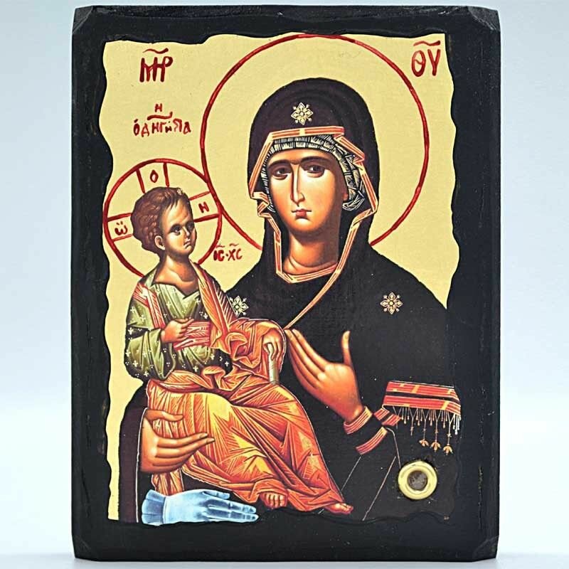 Троеручица. Афонская икона под старину с мощевиком. (13 х 16 см / 13 х 16 см / под старину)