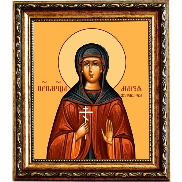 Мария Журавлева преподобномученица. Икона на холсте. (15 х 18 см / В раме)