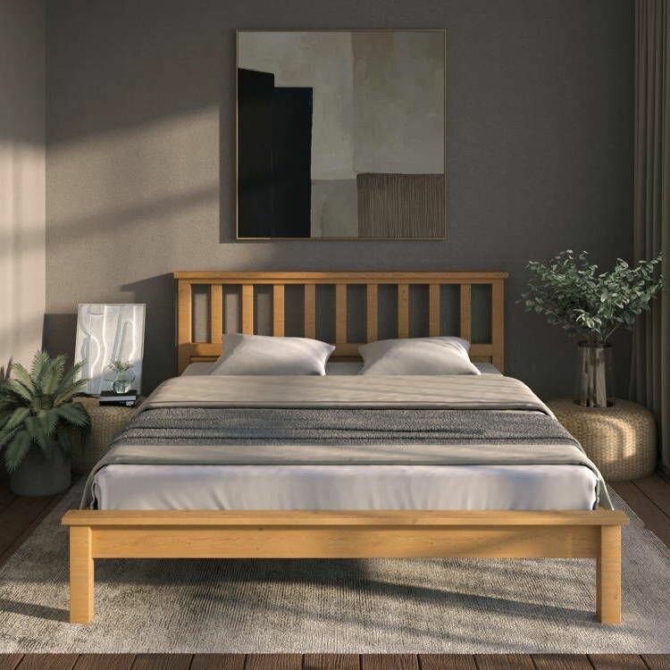 Кровать односпальная массив сосны 160x190 Агния цвет Ольха