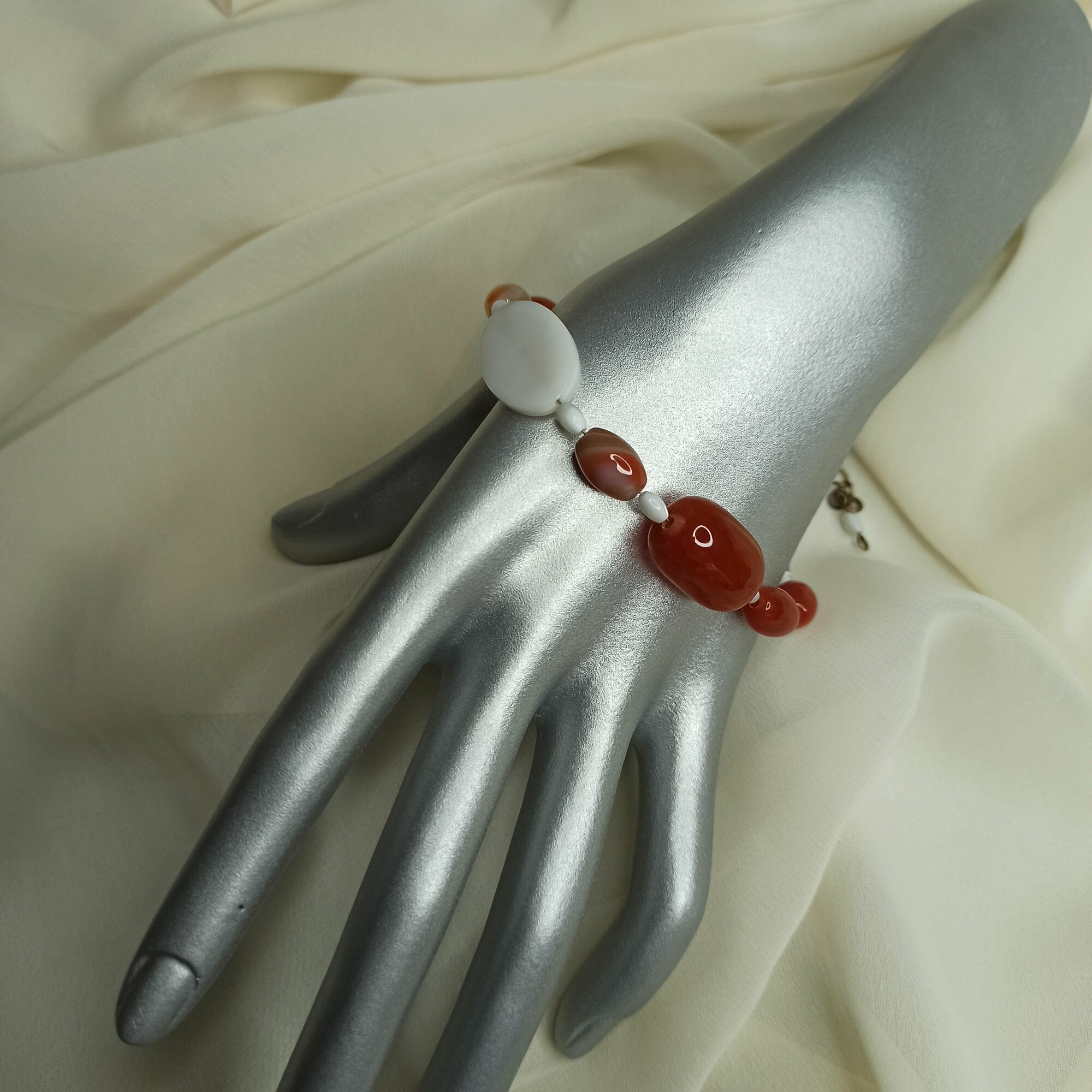 Браслет, ракушка, агат