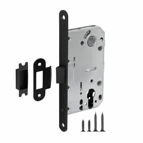Корпус врезного замка с защёлкой Fuaro PLASTP85C-50 (P85C-50) BL черный
