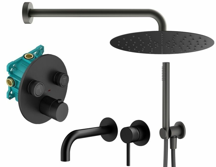Комплект смесителей для душа Plumberia Selection KITPSB02NO210, Черный матовый