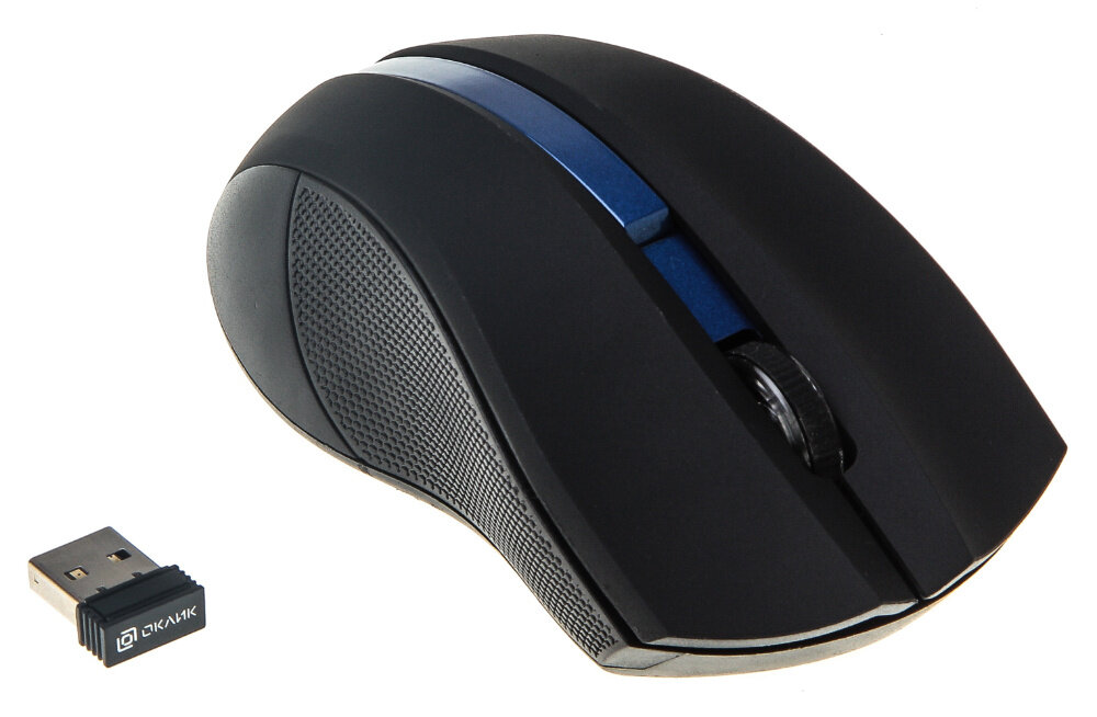 Мышка беспроводная компьютерная Оклик 615MW черный/синий