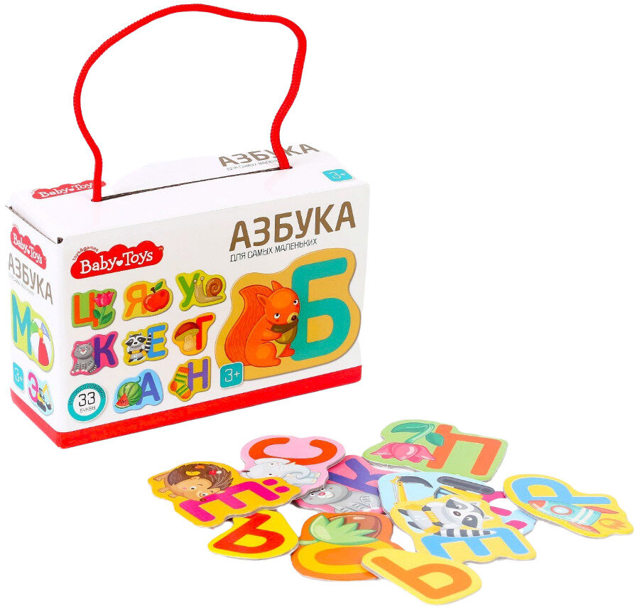 Развивающая настольная игра "Азбука для самых маленьких", учим буквы русского алфавита, 33 деревянных фишки