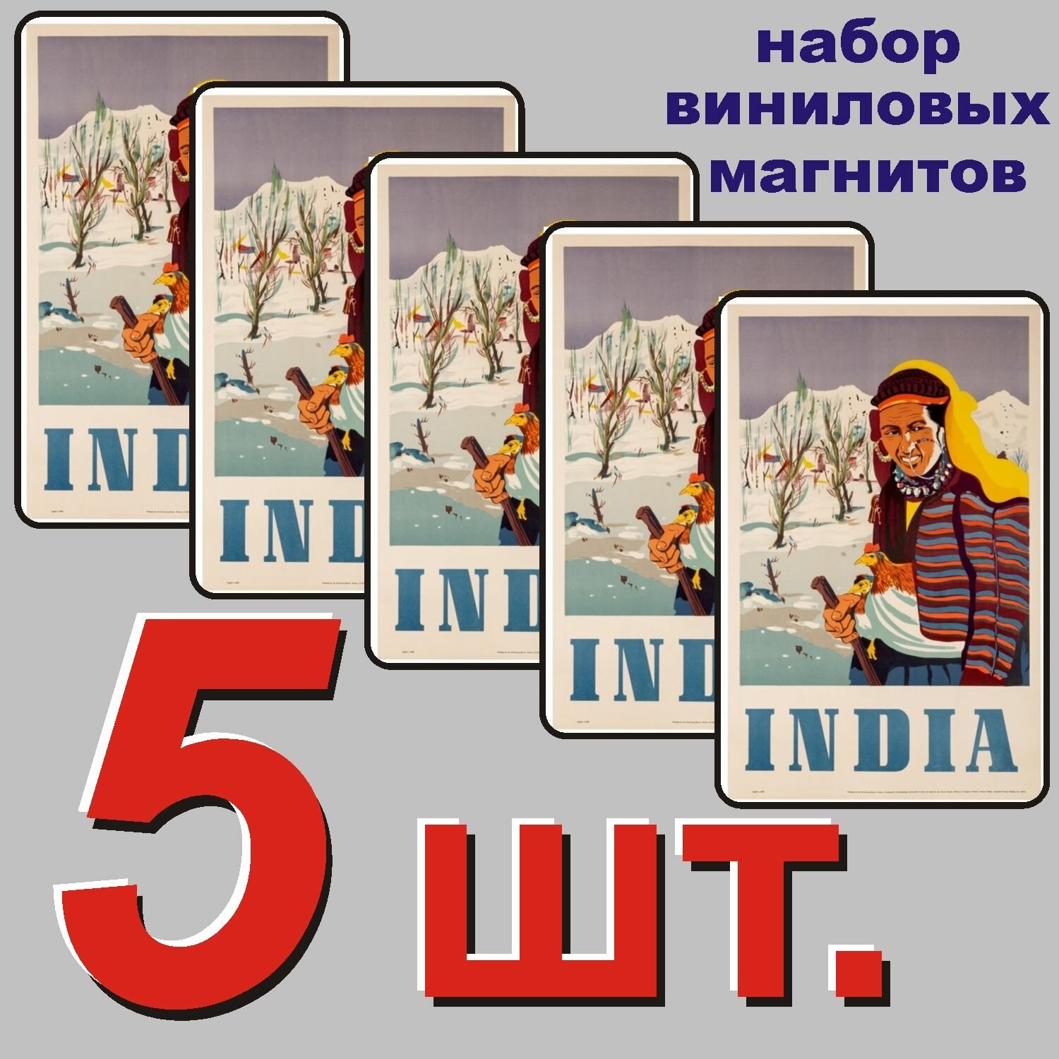 Магнит на холодильник "Индия" 5 шт.