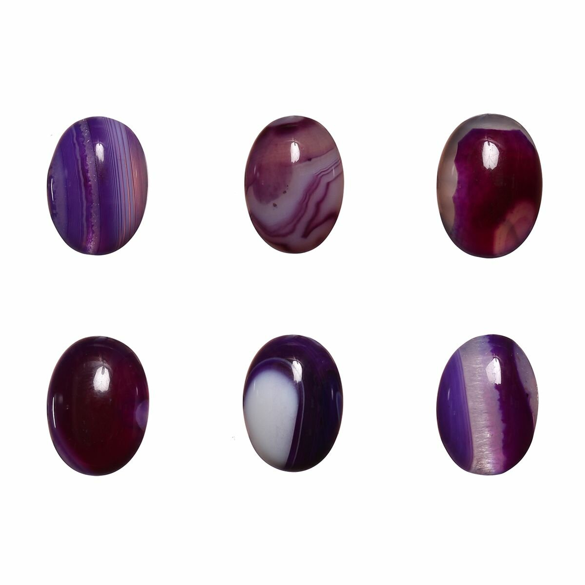 Кабошон каменный, 18х13мм, агат полосатый, фиолетового цвета, 1 шт.