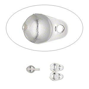 Концевики 6.5х4мм, каллоты, симметричные, боковые, базовый материал - латунь, посеребренные, пара