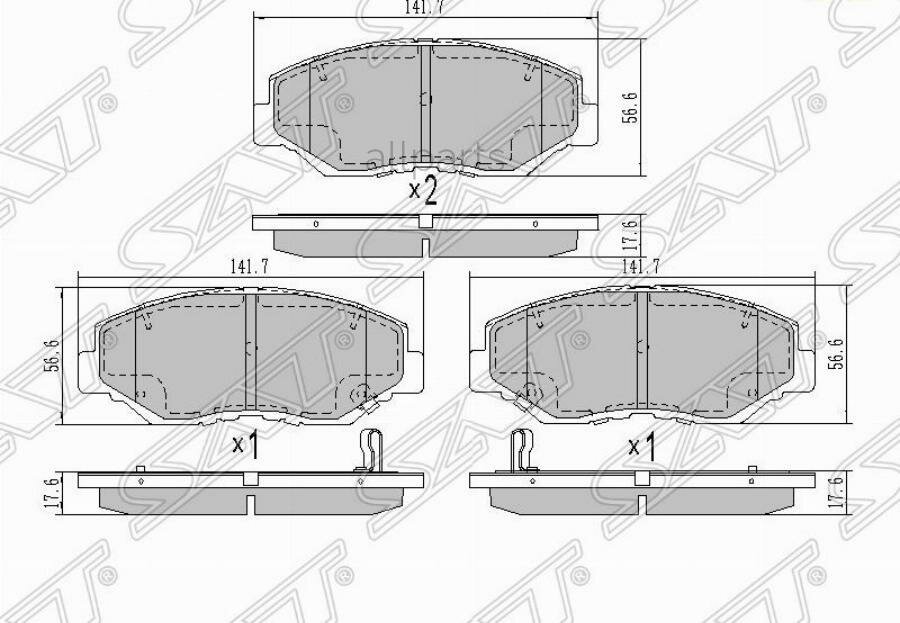 SAT ST-45022-SDC-A10 Колодки тормозные (Спереди) Honda Accord 02-08 / Civic 11-19
