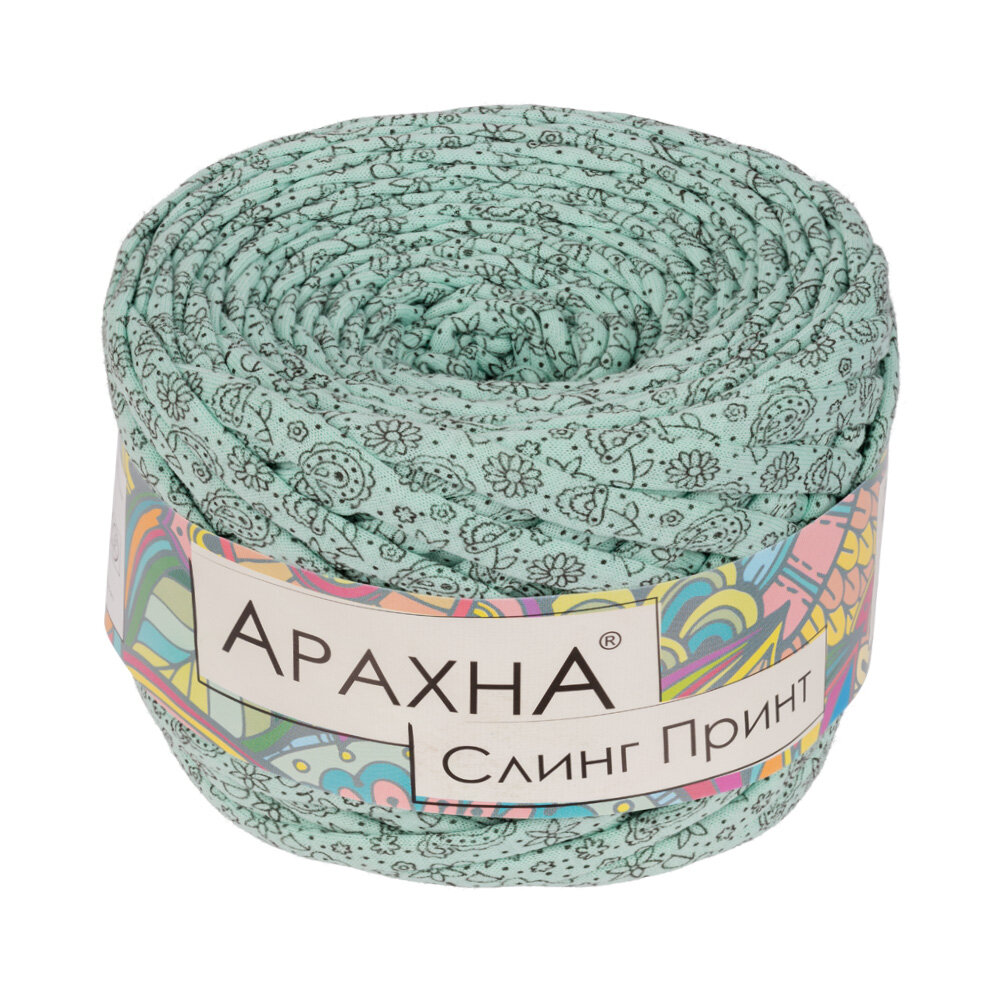Пряжа ARACHNA "Sling Print" 100% хлопок 150 г 50 м № 013 цветочек_бирюзовый