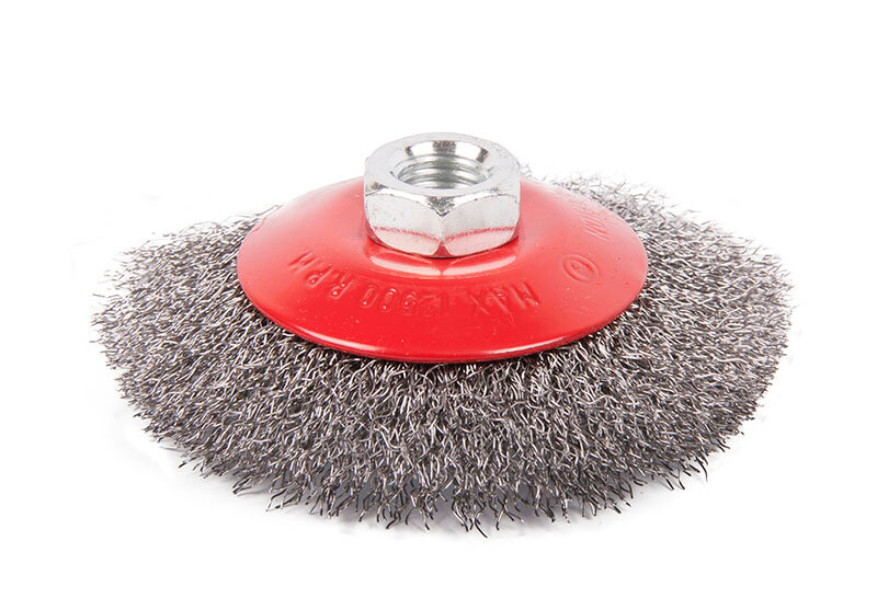 2302031 Щетка-крацовка коническая, для УШМ, стальная. витая проволока, 100мм, T4P