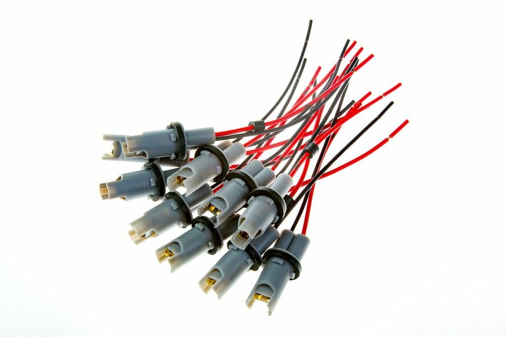 Патрон T10 W5W пластиковый (длинный) с проводом (10 шт.)