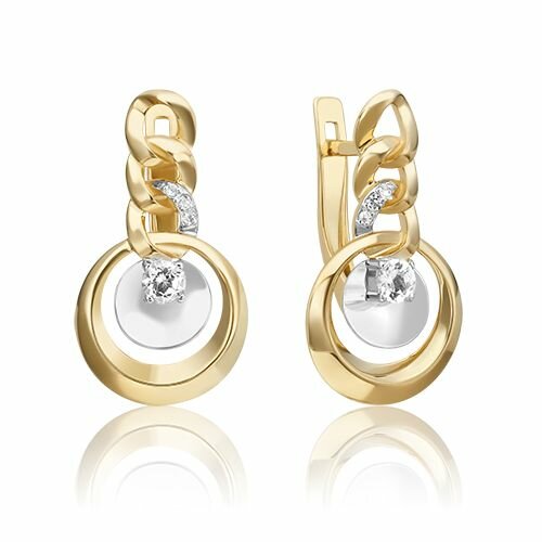 Серьги, комбинированное золото, 585 проба, родирование, топаз