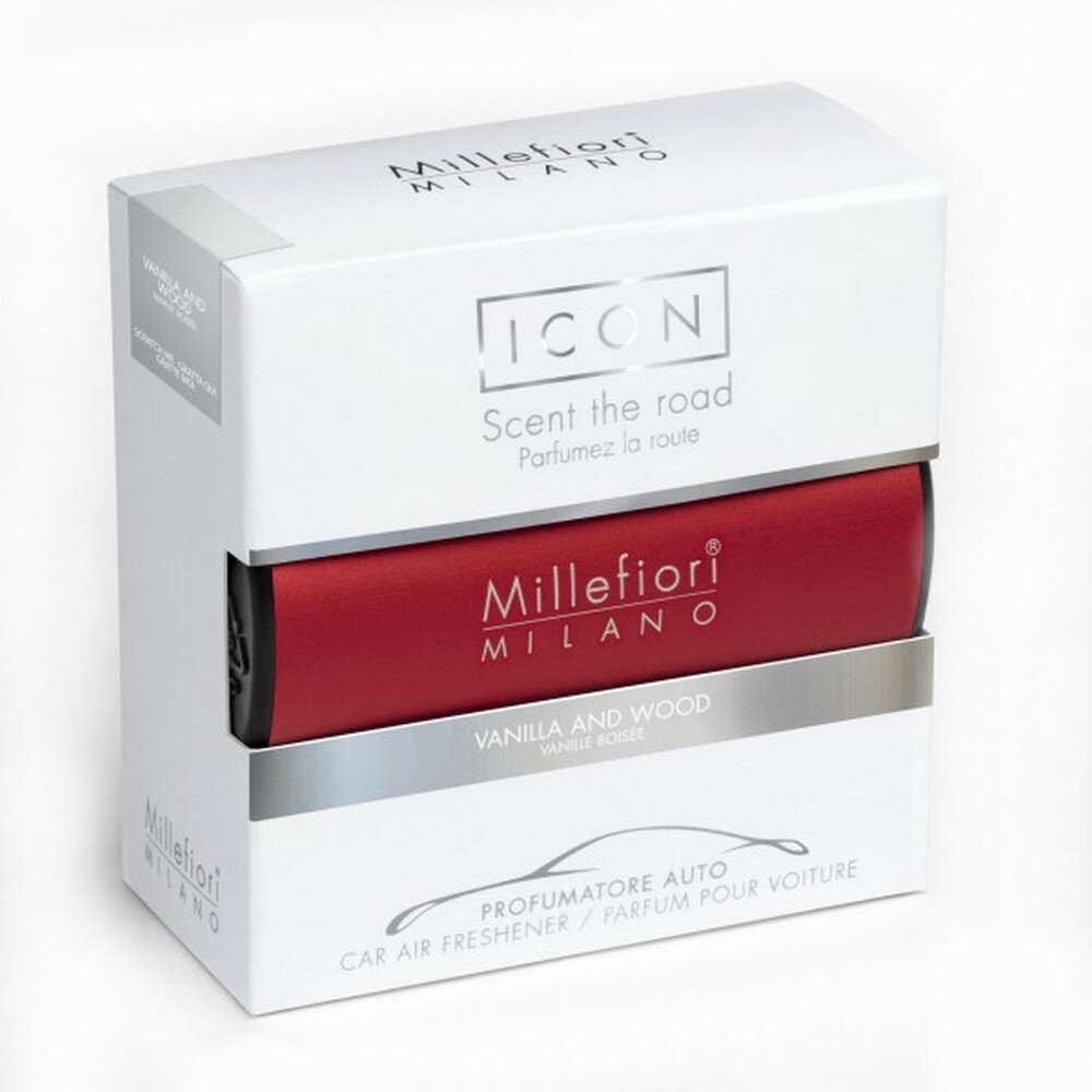 Millefiori Milano ICON / Ароматизатор в авто "Классик" Ваниль и дерево CAR AIR FRESHENER ICON "CLASSIC" RED - VANILLA & WOOD