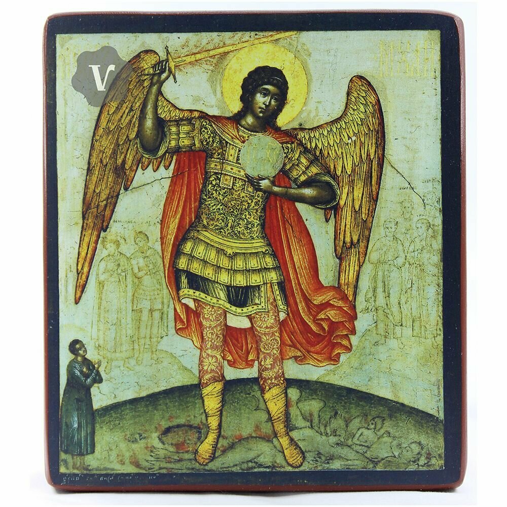 Православная Икона Архангел Михаил, деревянная иконная доска, левкас, ручная работа