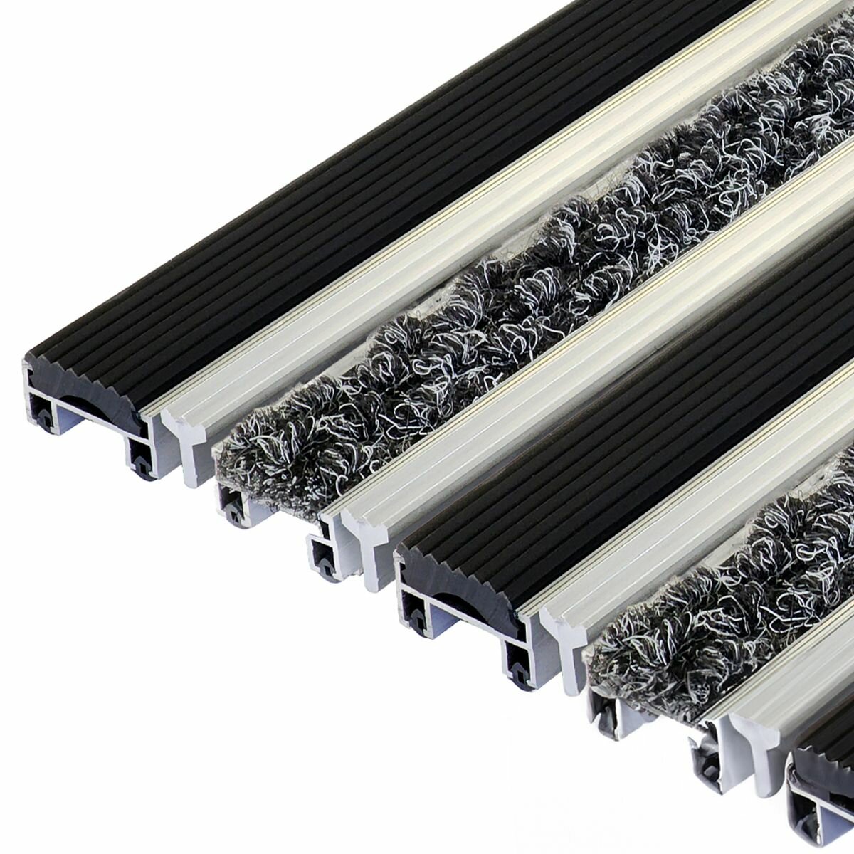 Придверная решетка Эконом "Резина +ворс+скребок" 60 х 40 см алюминиевая, грязезащитная, коврик от грязи