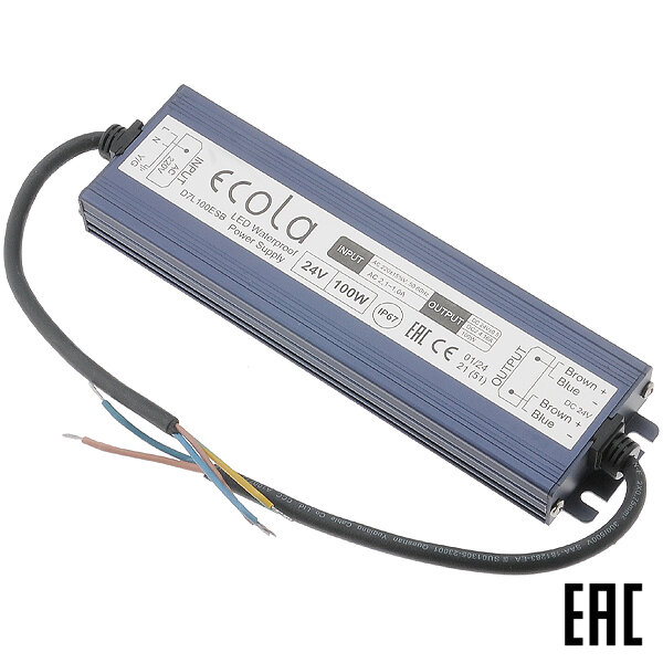 Блок питания к светодиодной ленте Ecola 220В/24В постоянного тока 100Вт IP67 D7L100ESB
