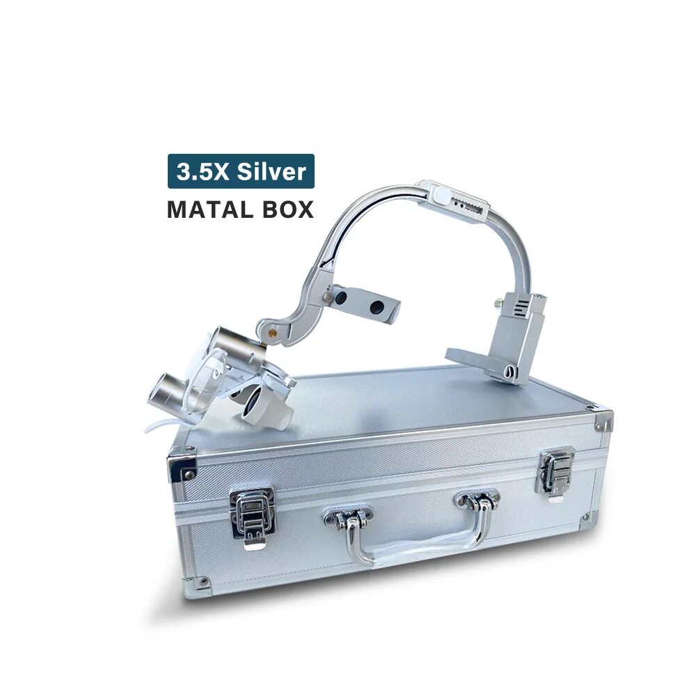 3.5X Silver головной светильник для микроскопа в кейсе