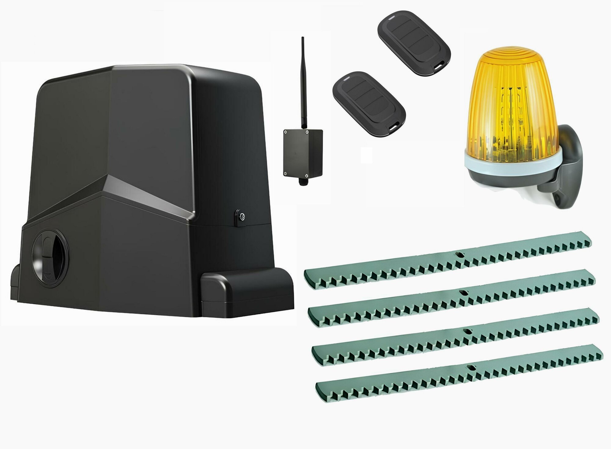 Автоматика для откатных ворот ARW-1000MKIT L4-BT, комплект: привод, сигнальная лампа, 2 пульта, 4 рейки, Bluetooth-модуль