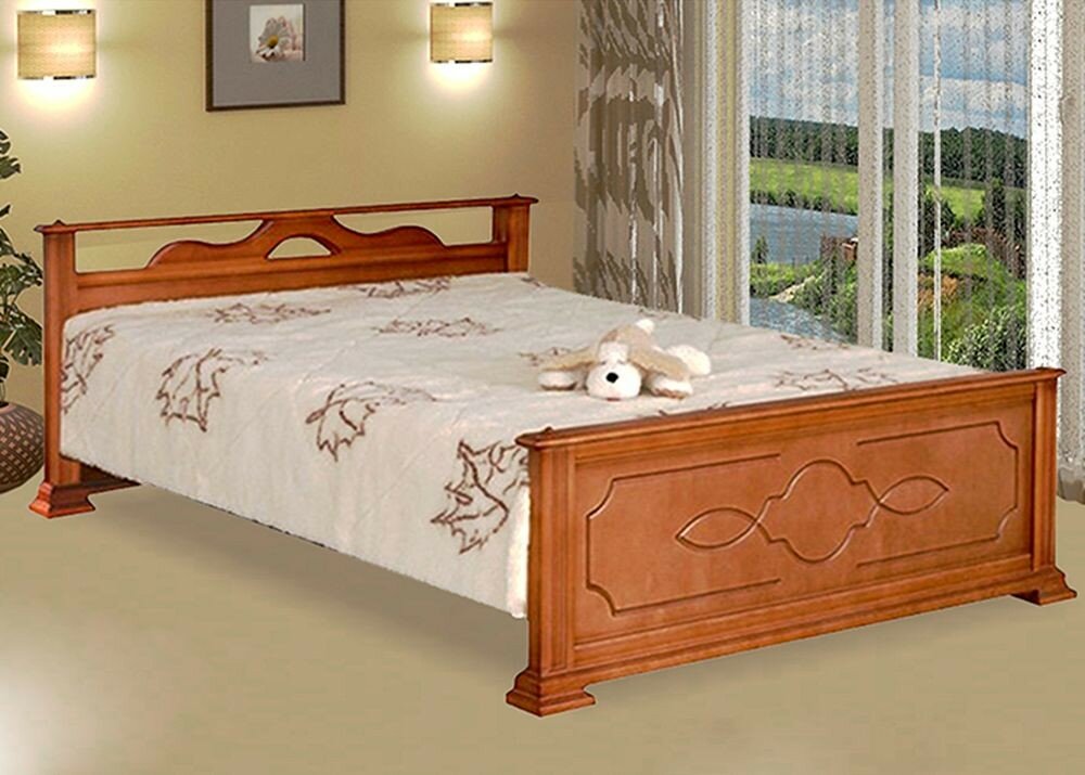 Кровать "Ирида" из массива сосны 160x190 см, Старый Орех 2