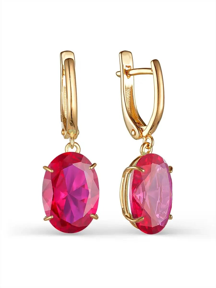 Серьги, красное золото, 585 проба, бриллиант, рубин