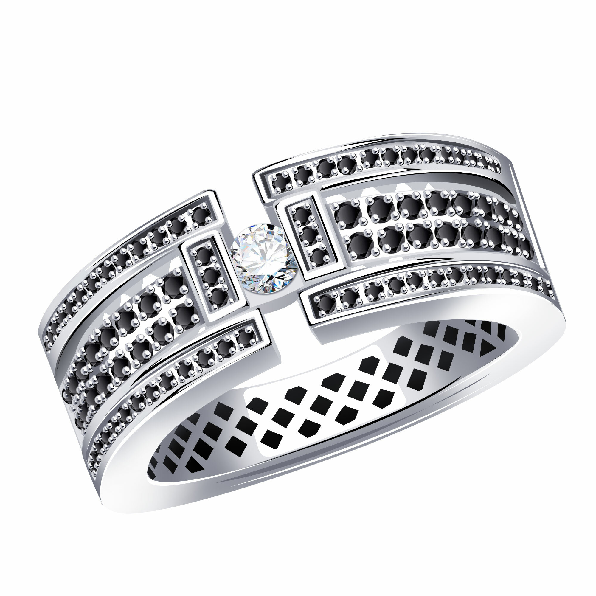 Кольцо, белое золото, 585 проба, фианит