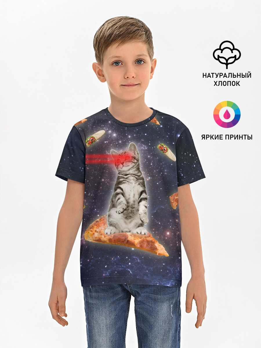 Футболка хлопковая детская Котик в космосе