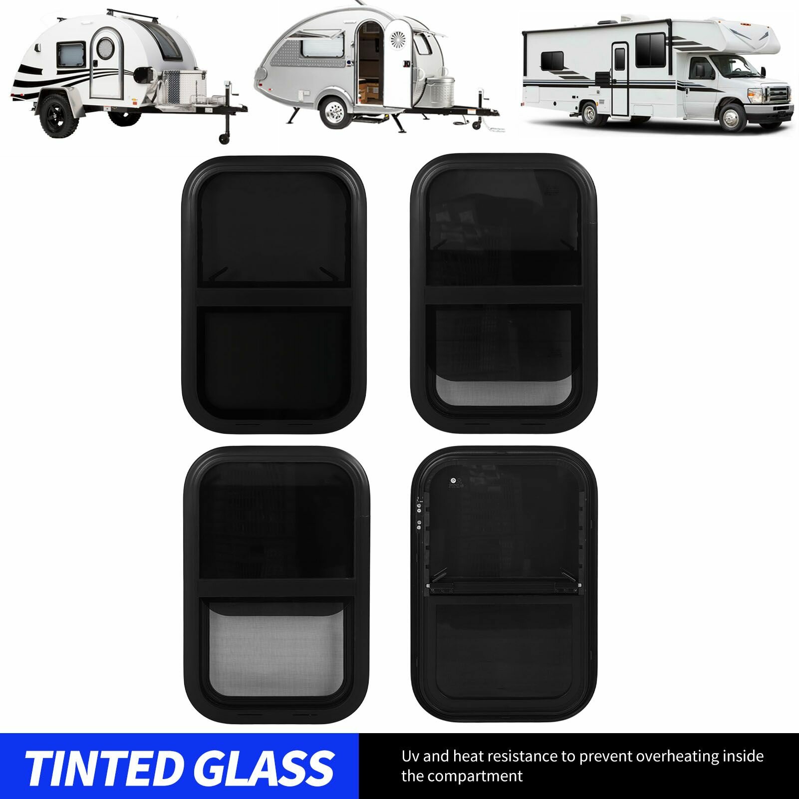 Раздвижное окно для автофургона 700 x 450 мм, черный алюминиевый сплав, вертикальное стекло с подвижной сеткой, устойчивой к насекомым, для прицепа, толщина стены: от 31 до 36 мм