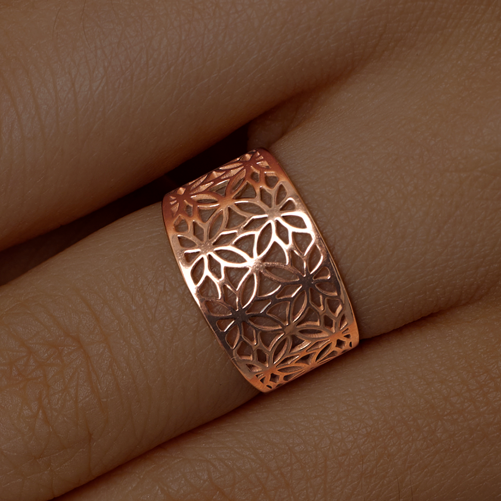 Кольцо широкое, серебро, 925 проба, золочение