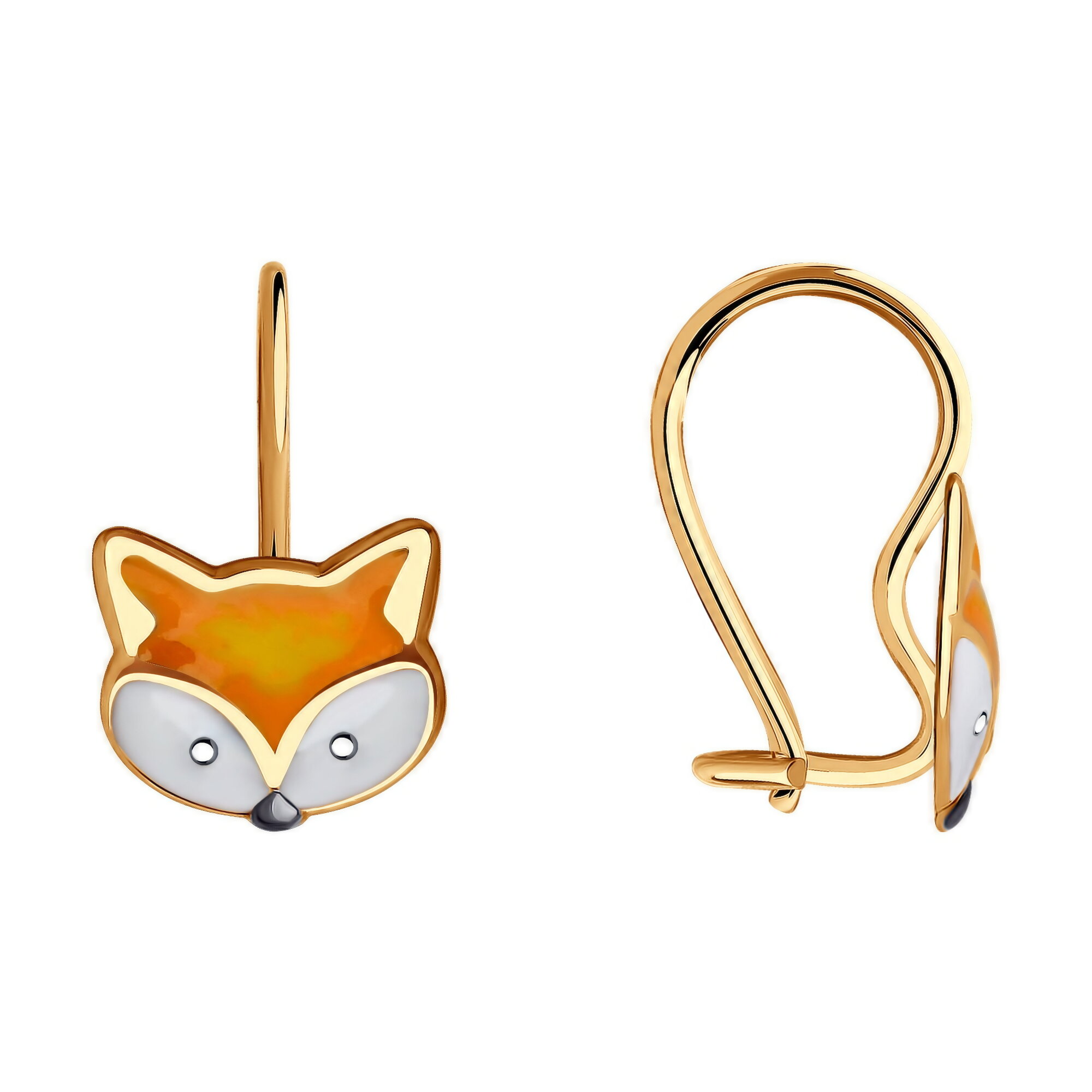 Серьги, красное золото, 585 проба, эмаль