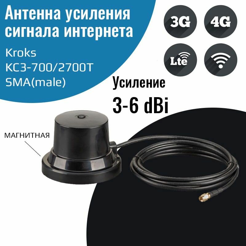 Широкополосная автомобильная антенна Kroks KC3-700/2700M