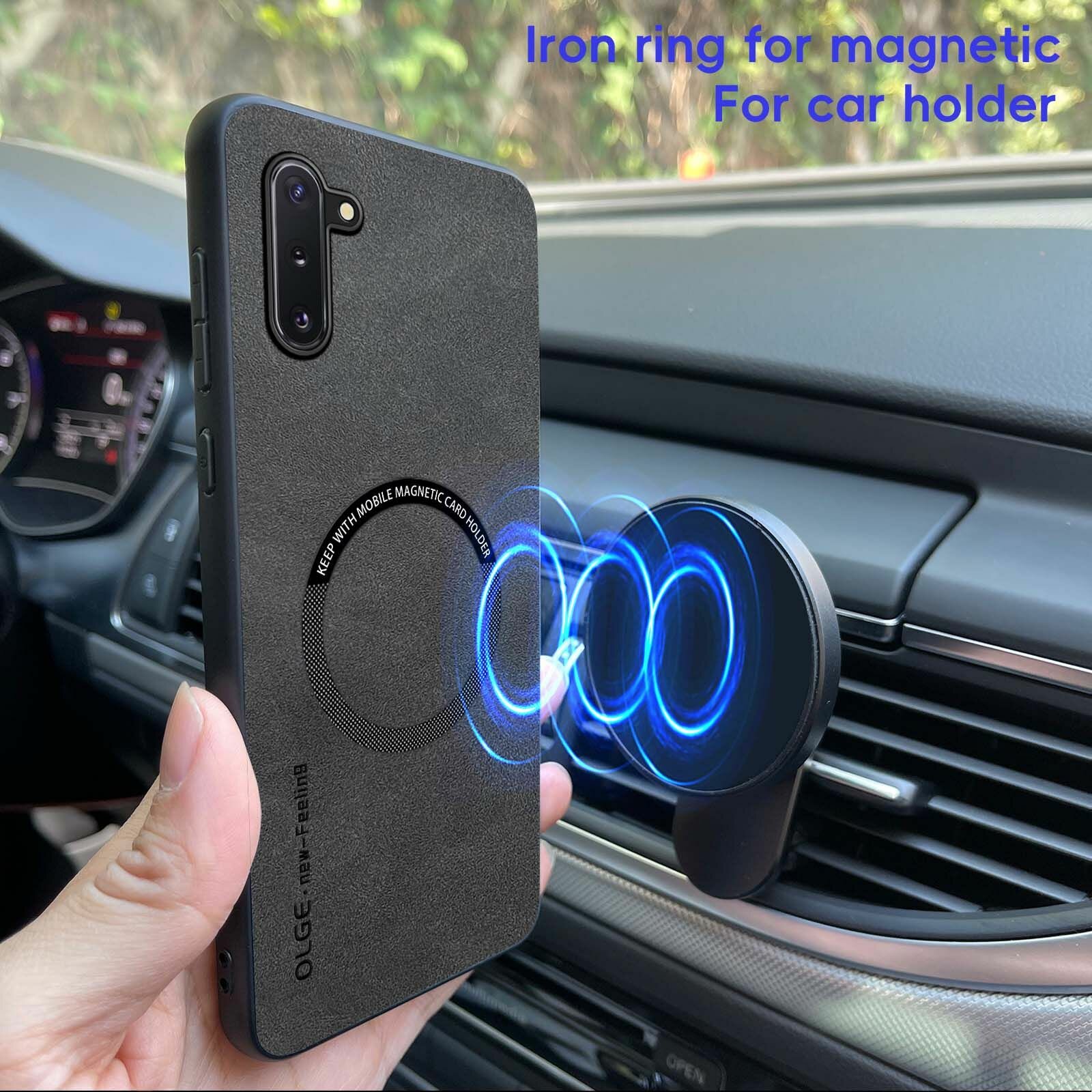 Чехол на Samsung Galaxy Note 10(Самсунг Галакси Нот 10) Роскошная кожа magsafe противоударный