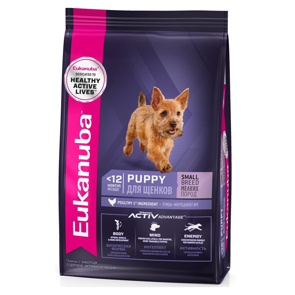 Сухой корм Eukanuba "Dog", для щенков, мелких пород, курица, 800г