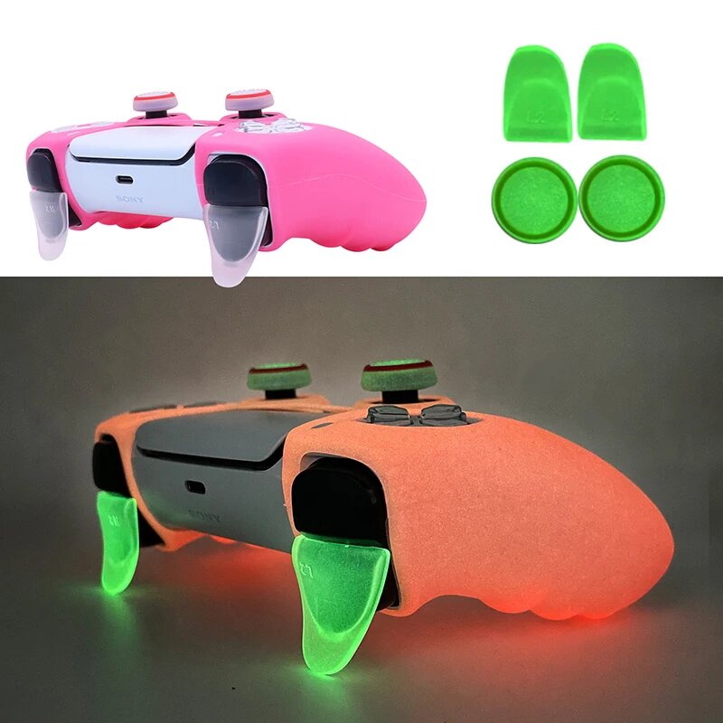 Светящийся силиконовый чехол для контроллера PS5 Ralan Розовый