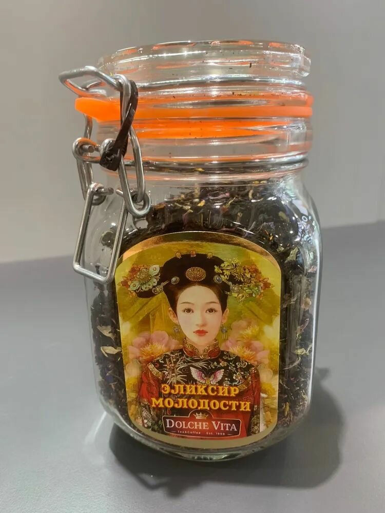 Чай Дольче Вита "Эликсир Молодости", элитный черный чай с добавками, 125 г