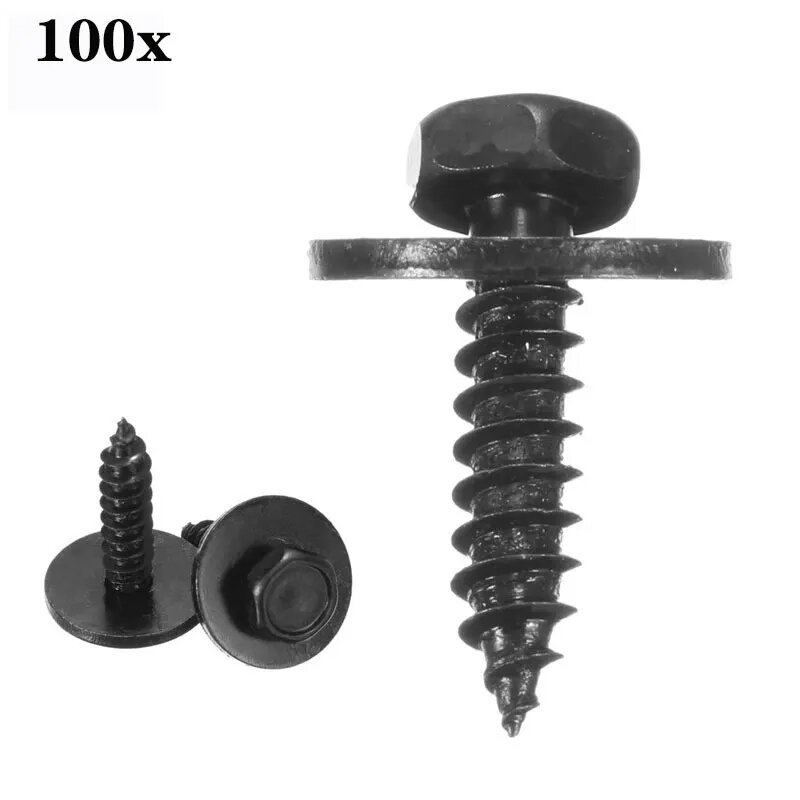 Автомобильные саморезы с шайбой 4,8 x 19 мм, черные саморезы с шестигранной головкой 8 мм для 100pcs