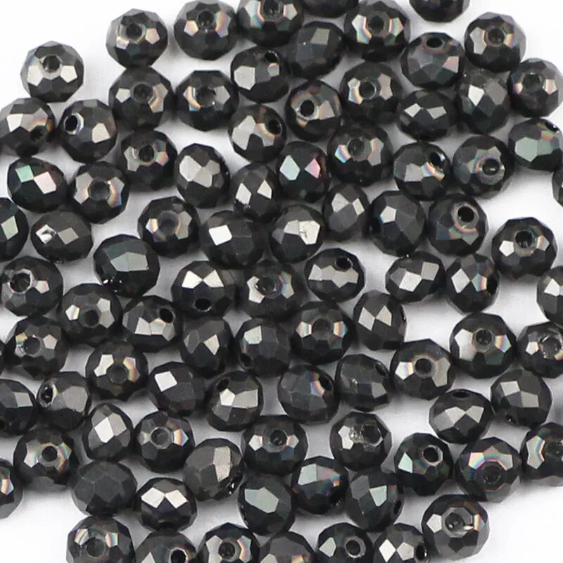 BTFBES граненые кристаллы 4 мм 100 шт. Черный, Black gray