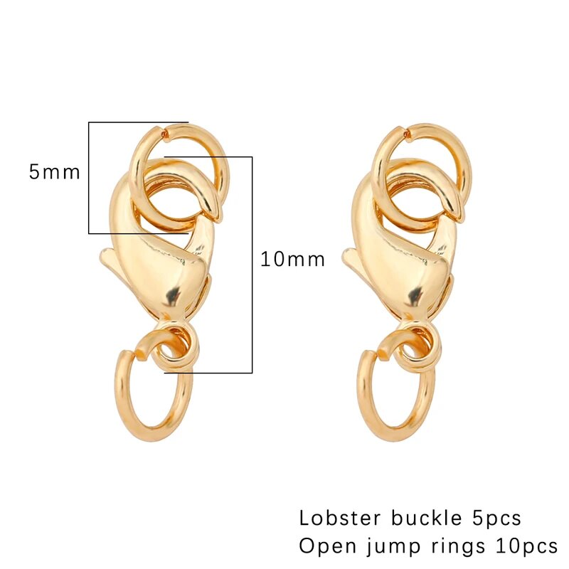 Комплект застежек-карабинов для украшений 5 шт Plating 18K Gold