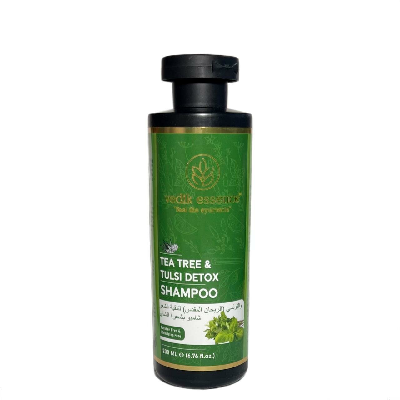 TEA TREE & TULSI DETOX Shampoo, Vedik Essence (Шампунь чайное дерево И тулси детокс для очищения и освежения волос, Ведик Эссенс), 200 мл.