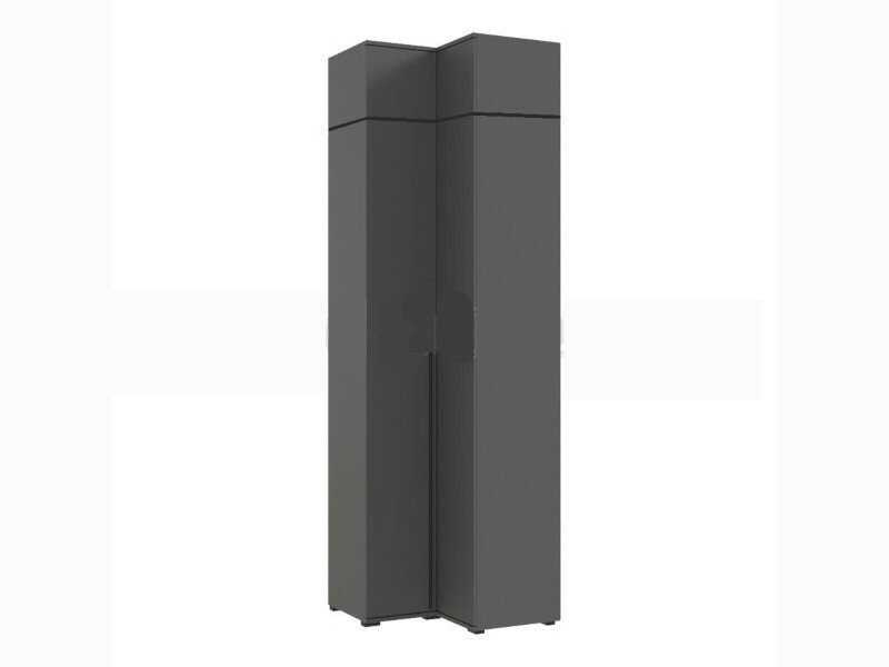 Угловой шкаф Миф Норд с антресолью, полками и штангой, цвет Графит, размер 906х906 h2654мм, торец шкафа 510мм