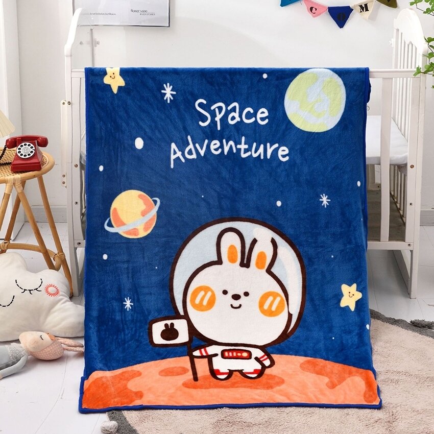 Плед детский мягкий фланелевый 100x140 см - Космонавт / Детский плед / Плед / Покрывало