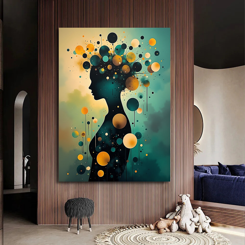 ПОП АРТ / силуэт девушки, яркая картина на стену / в гостинную, 40х60 см.