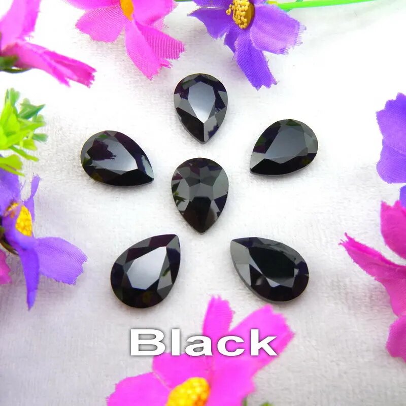 Стеклянные кристаллы SNCRYSTAL капля воды 7 размеров Черный, 13x18mm 20pcs, A2 Black