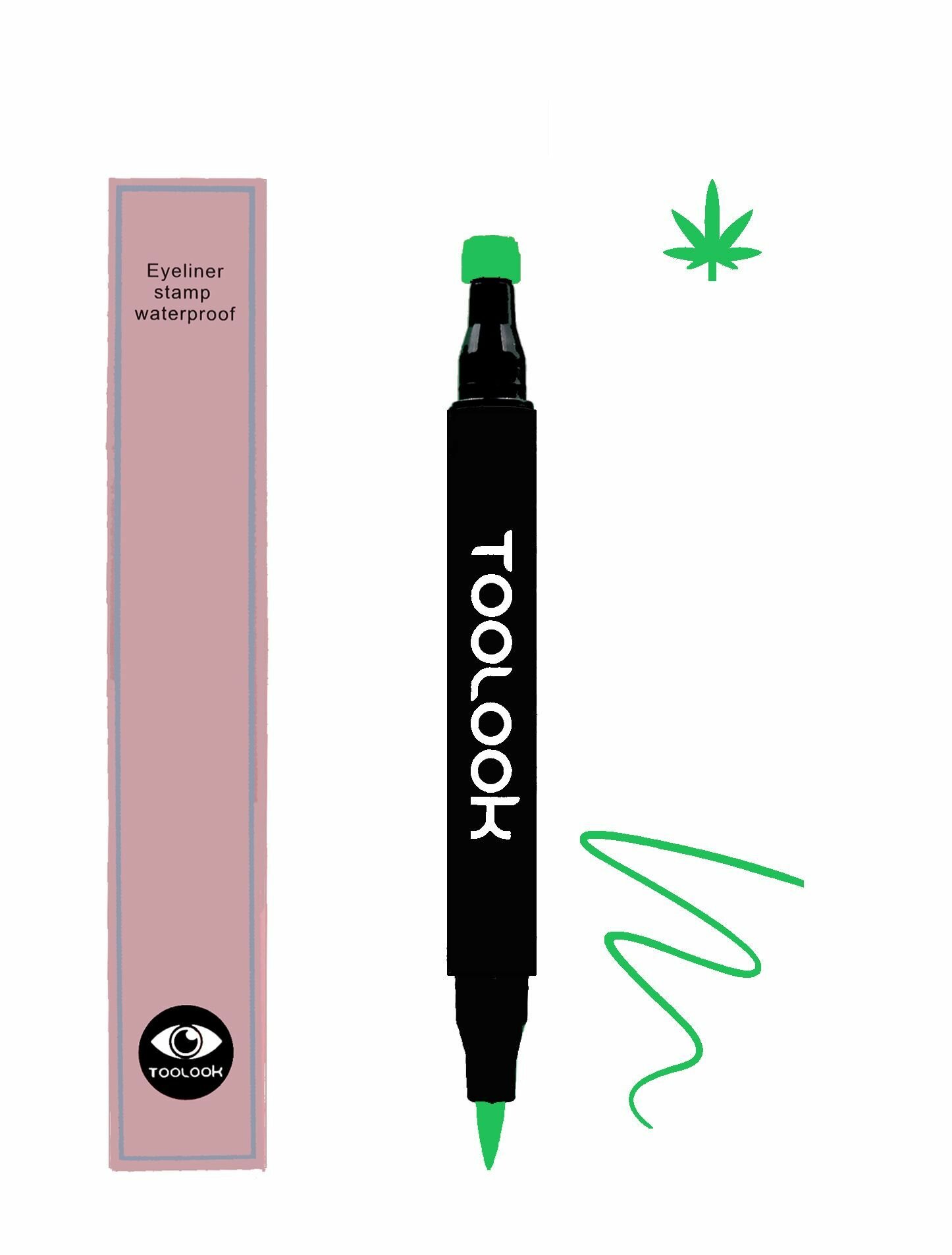 TooLook Цветная подводка фломастер для глаз со штампом Лист №17 салатовая